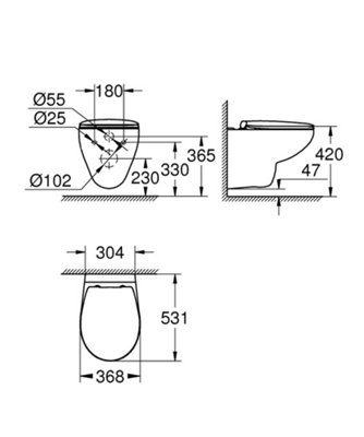 Grohe Bau Ceramic Wall hung WC set, Alpine White (39351000)
