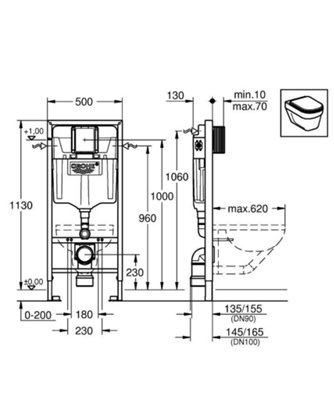 GROHE TOILET SET FRAME + SAT INFINITIORIMLESS WC INVISIBLE FIXING ...
