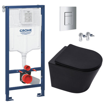 Grohe Toilet set Grohe frame + SAT Black Infinitio rimless + Soft close ...