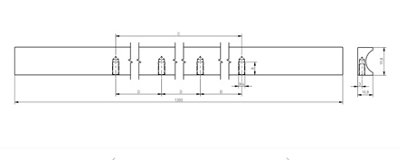 GROOVE - long handle - total length 1200mm - light brushed gold