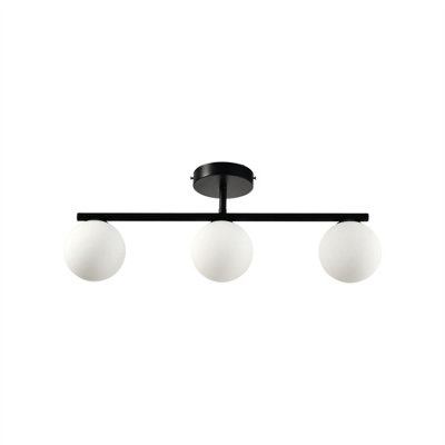 Grosvenor - Black 3 Light Bar with Glass Globes