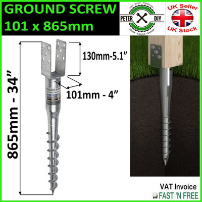 GROUND SCREWS FENCE POST Spike Support Holder Anchor Screw 101x865mm ...