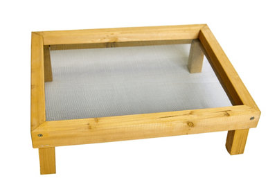 Ground Wooden Wild Bird Feeder Mesh Table Tray Micro Mesh Feeding