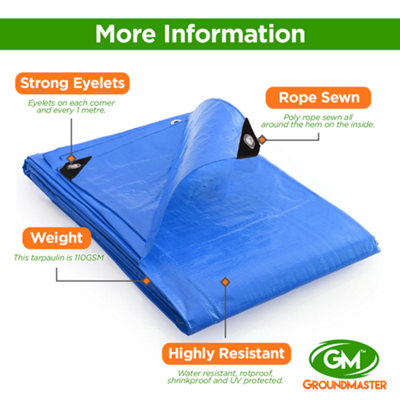 GroundMaster 110gsm Standard Blue Tarpaulin (4.5m x 6m)