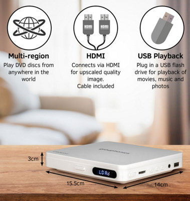 Grouptronics GT-Micro-DVD White Small Multi Region HDMI DVD Player For ...