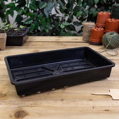 Growers Choice 2 Pack Rigid Seed Tray with drainage holes 36cm Black ...