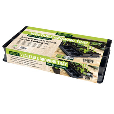 Growers Choice Vegetable Growing Tray 18 x 9cm Square Pots Reusable ...