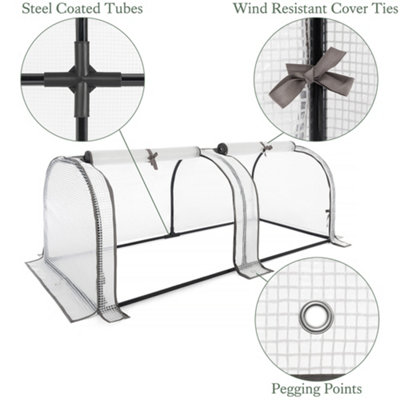 Growhouse Tunnel Greenhouse Large Garden Polytunnel Grow House - 2 Section