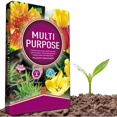 Growmoor Multi Purpose Compost 40L Nutrient Rich Premium Soil for Garden Pots Beds Borders and ...