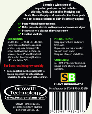 Growth Technology SB Plant Invigorator Ready To Use Bug Killer Spray 500ml