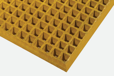 GRP Grating Anti-Slip 1985 x 996 x 25mm Sq Grip Top - Yellow | DIY at B&Q