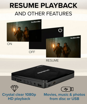 GT-MICRO-DVD Compact Multi-Region HDMI DVD Player with Remote and LED ...