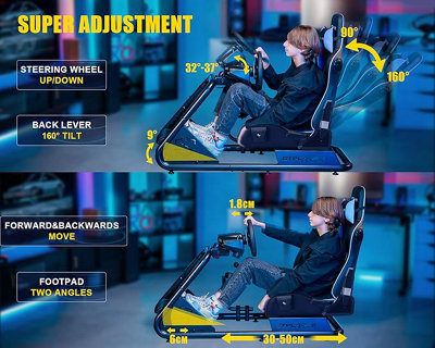 GTPLAYER Racing Simulator Cockpit with Seat, Racing Steering Wheel ...