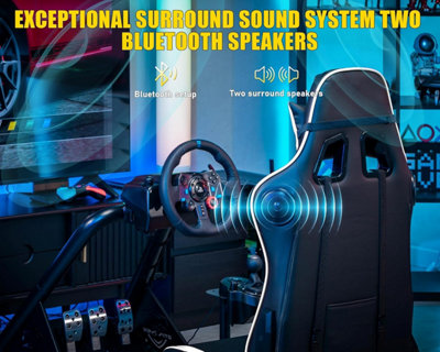 GTPLAYER Racing Simulator Cockpit with Seat, Racing Steering Wheel ...