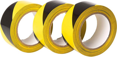 GTSE Adhesive Hazard Tape Black and Yellow, 50mm (2") x 33m, 3 Rolls | DIY at B&Q
