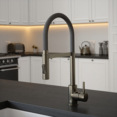 GUN METAL MIXER SPRAY TAP WITH GREY TUBE