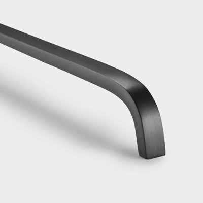 Gunmetal Grey Curved Cabinet D Bar Handle - Solid Brass - Hole Centre ...