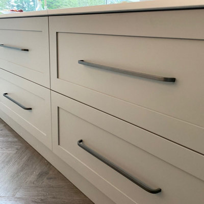 Gunmetal Grey Curved Cabinet D Bar Handle - Solid Brass - Hole Centre ...