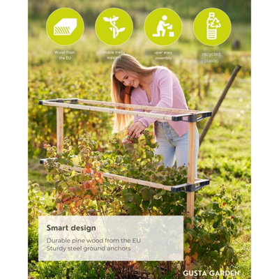 GUSTA GARDEN Berry Buddy Flexible and Expandable Wooden Trellis ...