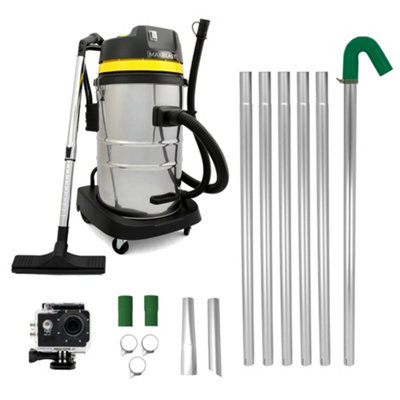 Gutter Cleaning System 60L Industrial Wet & Dry Hoover 24ft Vacuum Pole Kit