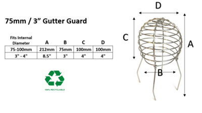 Gutter Pipe Leaf Wire Balloon 75-90mm - Galvanised