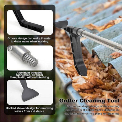Gutter Scoop Cleaning Tool with Pole -Roof Leaf Remover for House Gutters