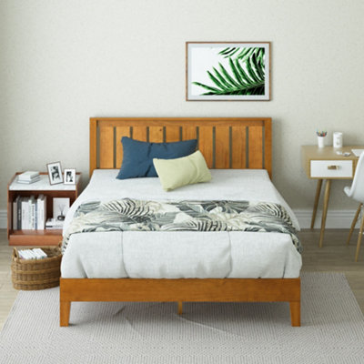 Gwen Solid Wood Platform Double Bed Frame & Headboard