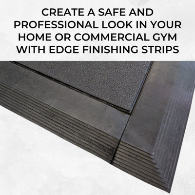 Gym Mat Interlocking Edge Finishing Strip - 90cm Long - Female - Black