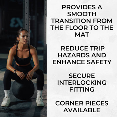 Gym Mat Interlocking Edge Finishing Strip - 90cm Long - Female - Black