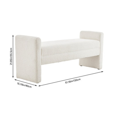 H Shaped White Upholstered Hallway Bench Bed End Bench W 1300 x D 400 x ...