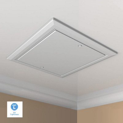 H-Smart Timloc 1168 White Loft Trap Door Push Up Insulated Hatch Access ...