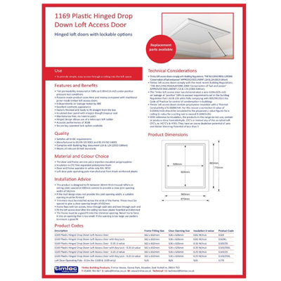 H-Smart Timloc 1168 White Loft Trap Door Push Up Insulated Hatch Access ...