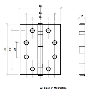 H22 Ball Bearing Door Hinges in a 4 inch Size (100mm), Matt Black ...