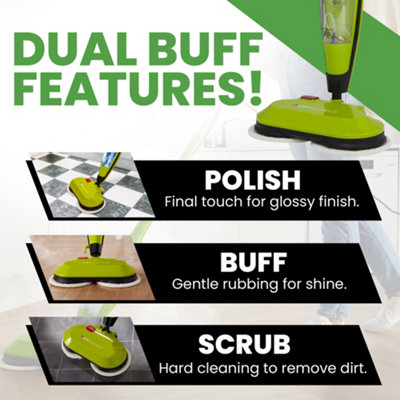 H2O HD 8-in-1 Steam Cleaner, Scrubber, Buffer & Polisher with Dual Buff ...