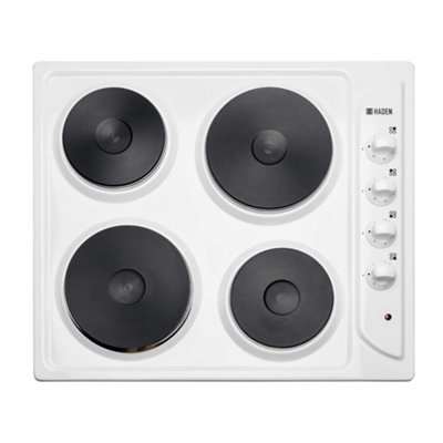 Haden 60cm Electric Built-in Solid 4 Plate Hob in White - Stylish and ...