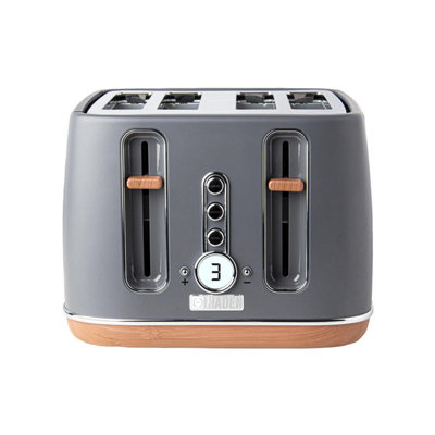 Haden Dorchester Matt Grey Toaster - 4 Slice Modern LCD Display Digital ...
