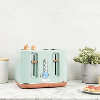 Haden Dorchester Matt Sage Green Toaster - 4 Slice Modern LCD Display ...