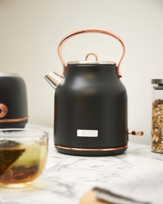 Haden Heritage 1.7L Black Kettle Cordless 3KW Fast Boil Removable ...