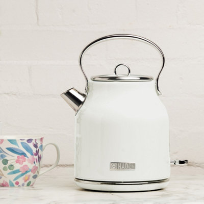 Haden Heritage White Kettle 1.7L Retro Stainless Steel Kettle with ...