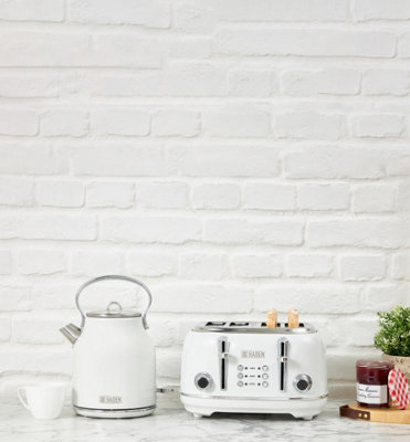 Haden Heritage White Kettle 1.7L Retro Stainless Steel Kettle with ...