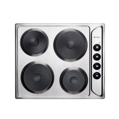 Haden HSP60X 60cm Electric Hob with 4 Solid Plates in Stainless Steel