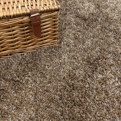 Hades Hazelnut Brown Luxury Shaggy Carpet 6m x 4m
