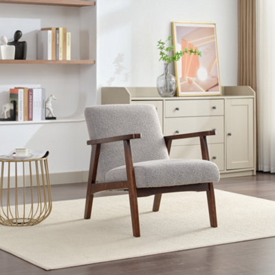 Hadley Boucle Fabric Accent Chair Light Grey