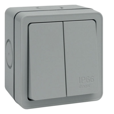 Hager WXPPS22 Sollysta Weatherproof Light Switch IP66 2 Gang 2 Way 10 ...