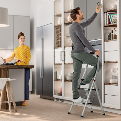 Hailo K100 Topline Aluminium Comfort Step Ladder - 2 Tread