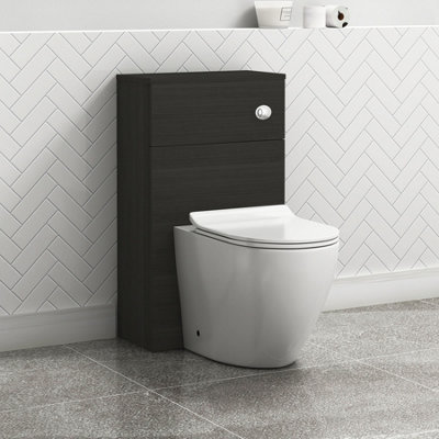 Hale Black 500mm WC Toilet Unit with Elva Rimless BTW Pan & Seat,Cistern