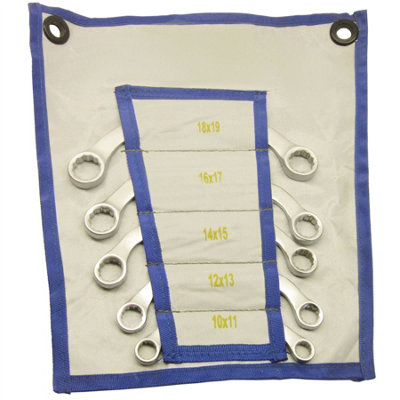 Half Moon Ring Spanners 5pc Metric Sizes 10-19mm Obstruction Bend C ...