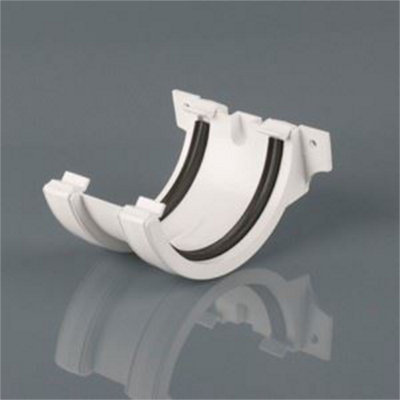 Half Round Union Bracket 112mm Arctic White Home DIY Guttering Downpipe ...