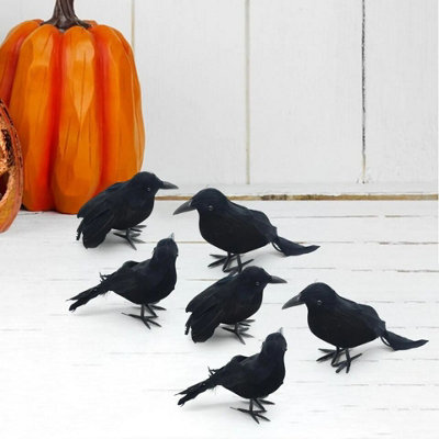 Halloween 6PCS Black Raven Movie Prop Fake Crow Hunting Decor Bird ...