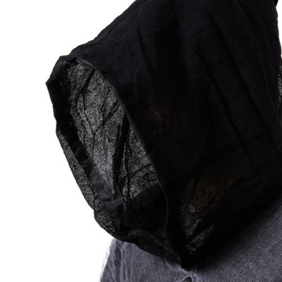 Halloween Black Linen Phantom Costume Skeleton Cloak